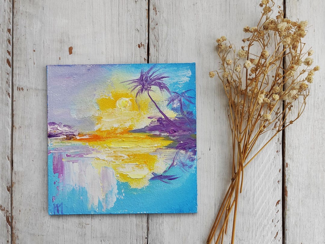 Hawaii Painting Scenic Landscape 4x4 Painting Tropical Oil Painting ...