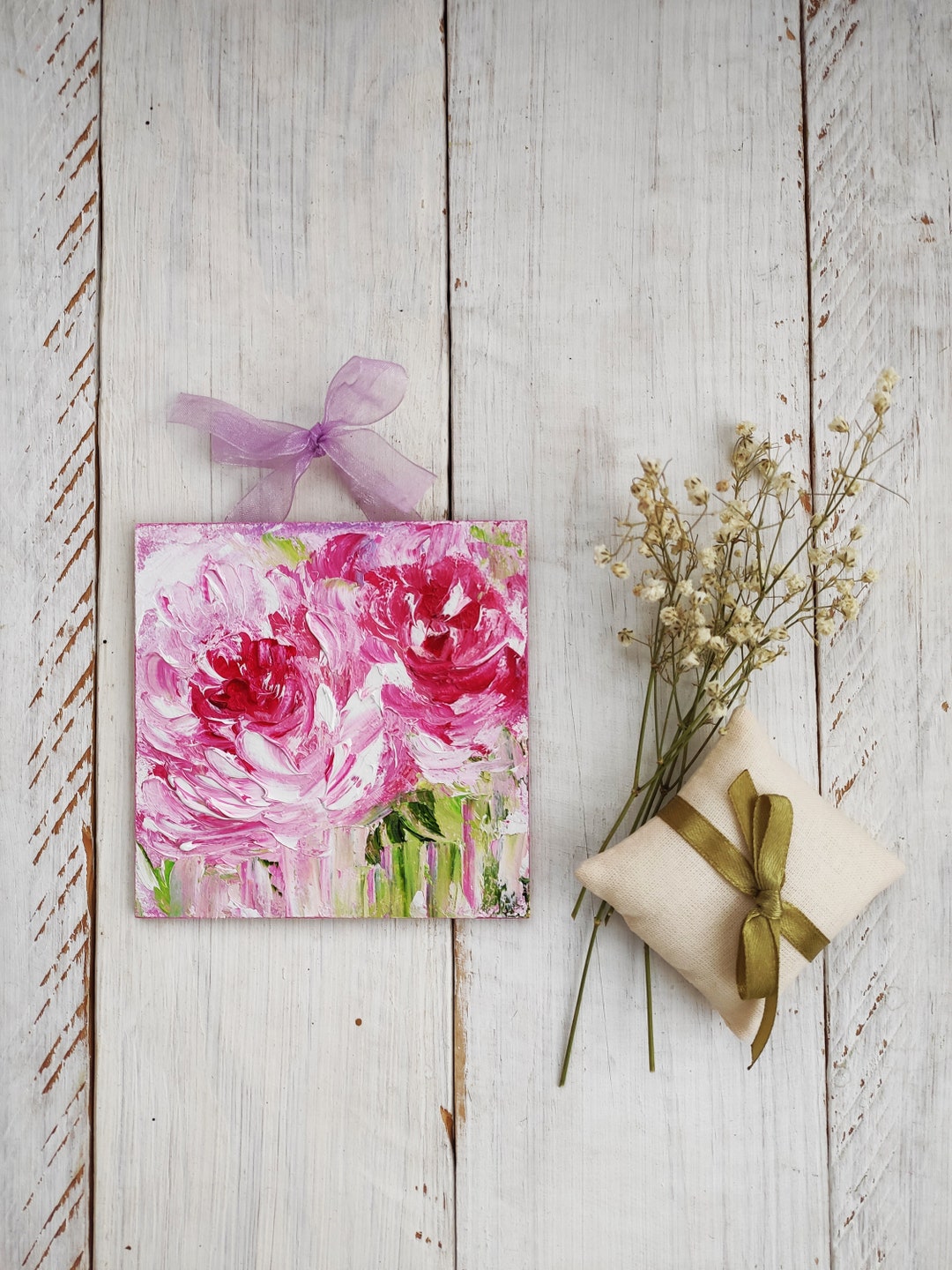 Rose Mini Painting Small Floral Oil Painting Impasto Flowers Gift for ...