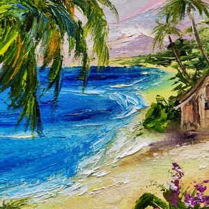 Hawaiian Tropical Beach Original Oil Painting on Canvas Paradise ...