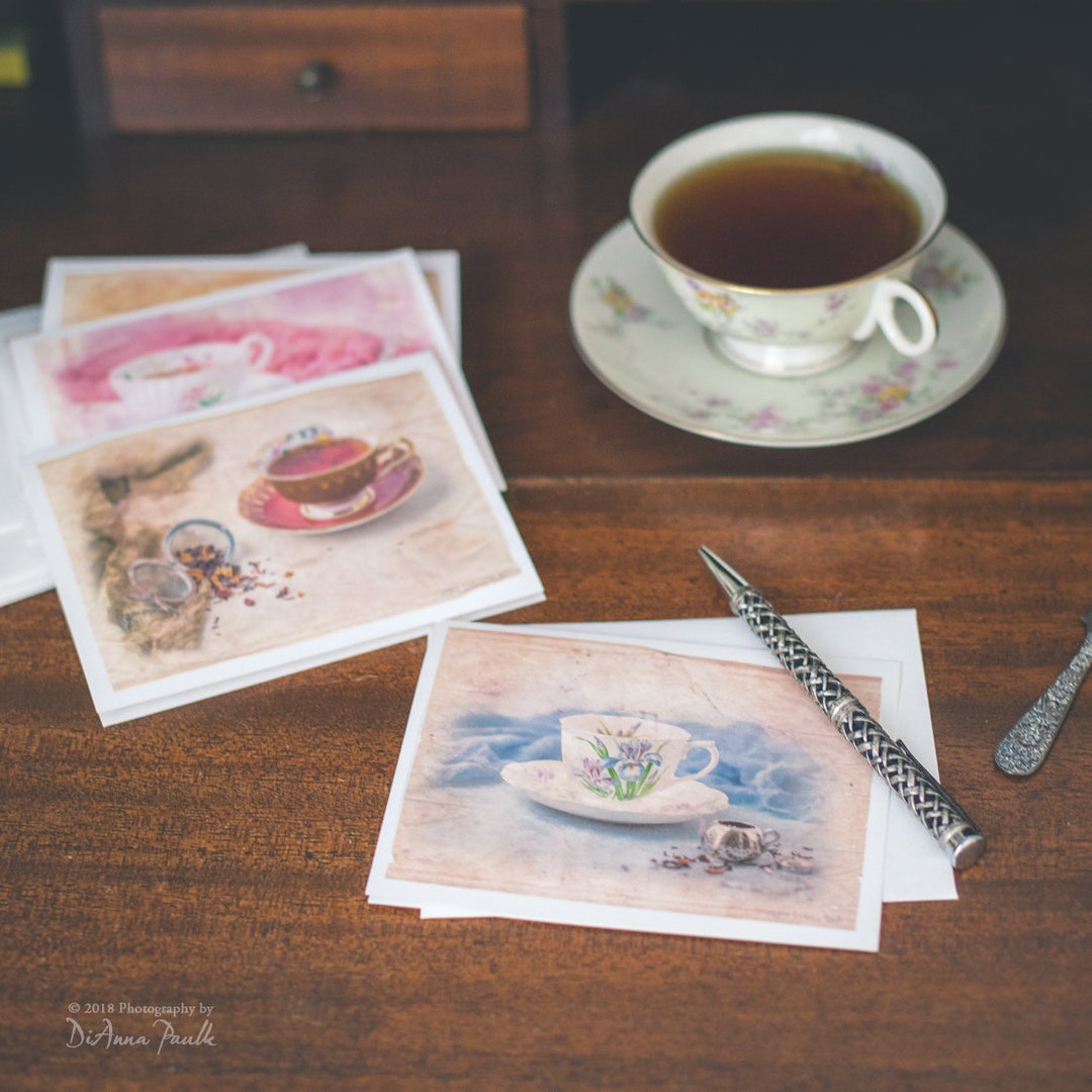 Tea Cup Stationery Note Cards, Boxed Sets of 6 or 12, Gifts Under 20 - Etsy