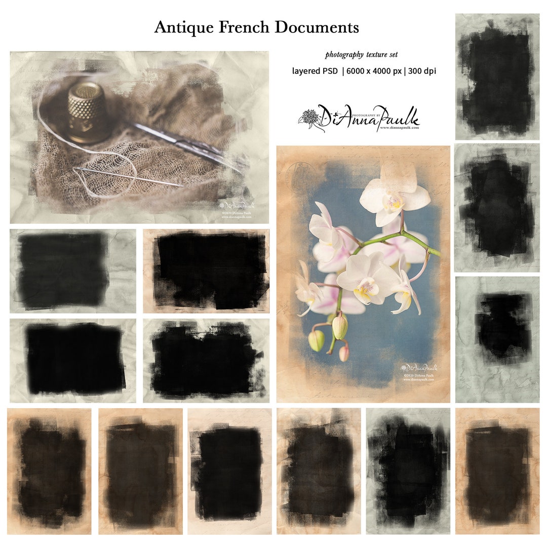Old French Documents Texture and Masking Set for Photographers Using ...