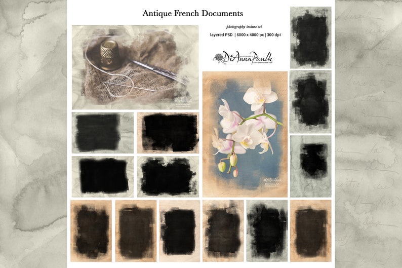 Old French Documents Texture and Masking Set for Photographers Using ...