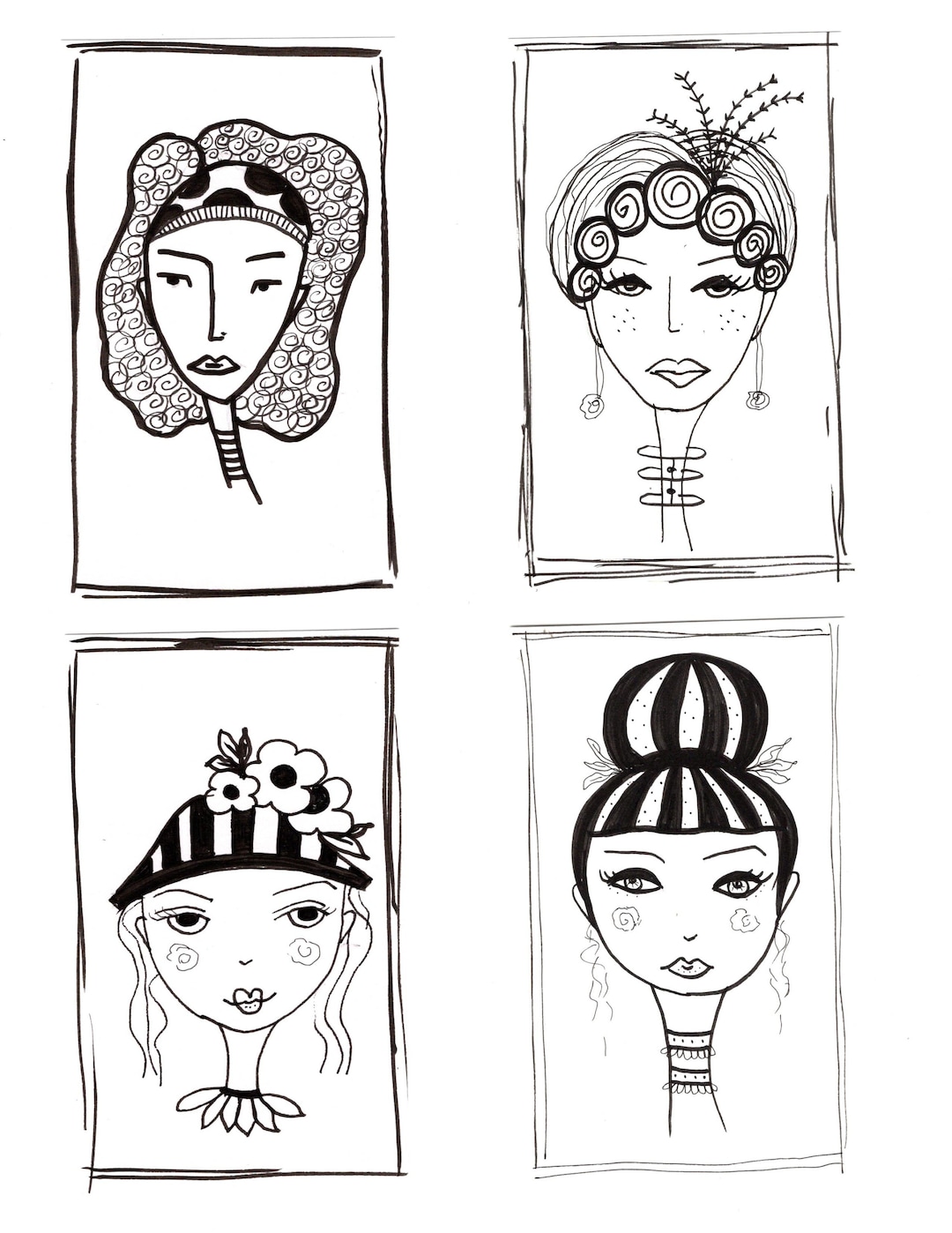 Whimiscal Faces, Collage Sheets, Digital Download, Mixed Media, Art ...