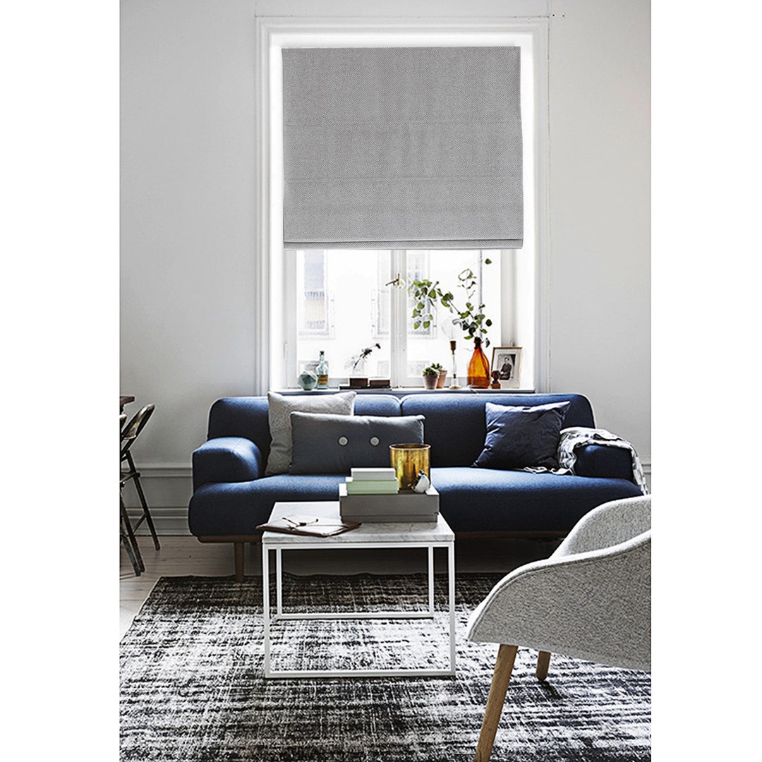 Quick Fix Washable Blackout Roman Window Shades Flat Fold, , Removable ...