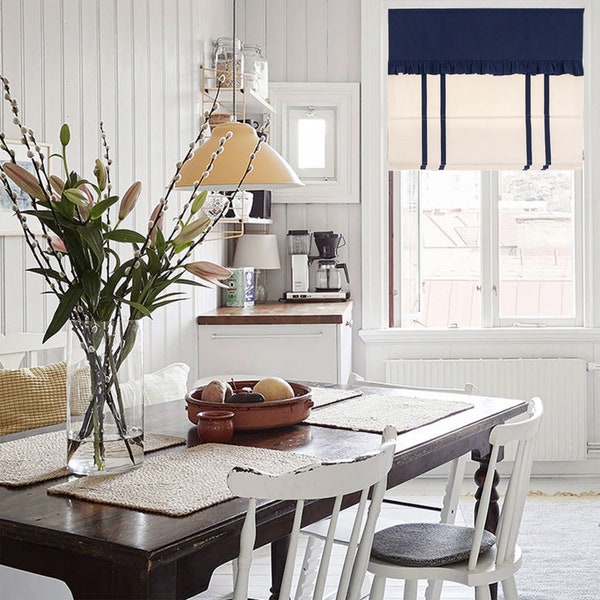 Navy and White Roman Shade - Etsy