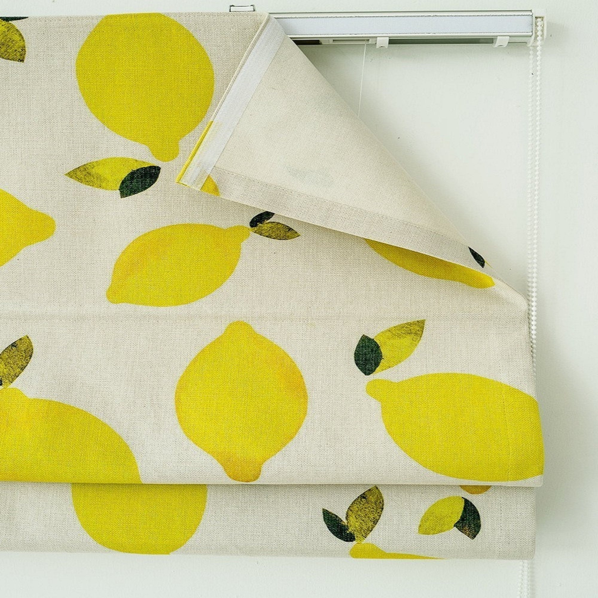 Lemon Roman Shade Yellow Lemon Print Linen Fabric Shade - Etsy Canada