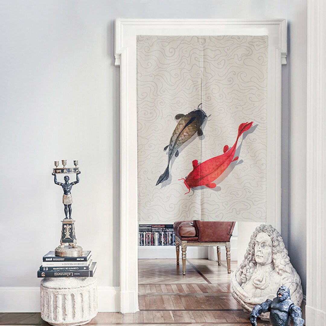 Koi Fish Short Noren, Doorway Curtain, Noren W/ Fish, Lucky Koi Fish ...
