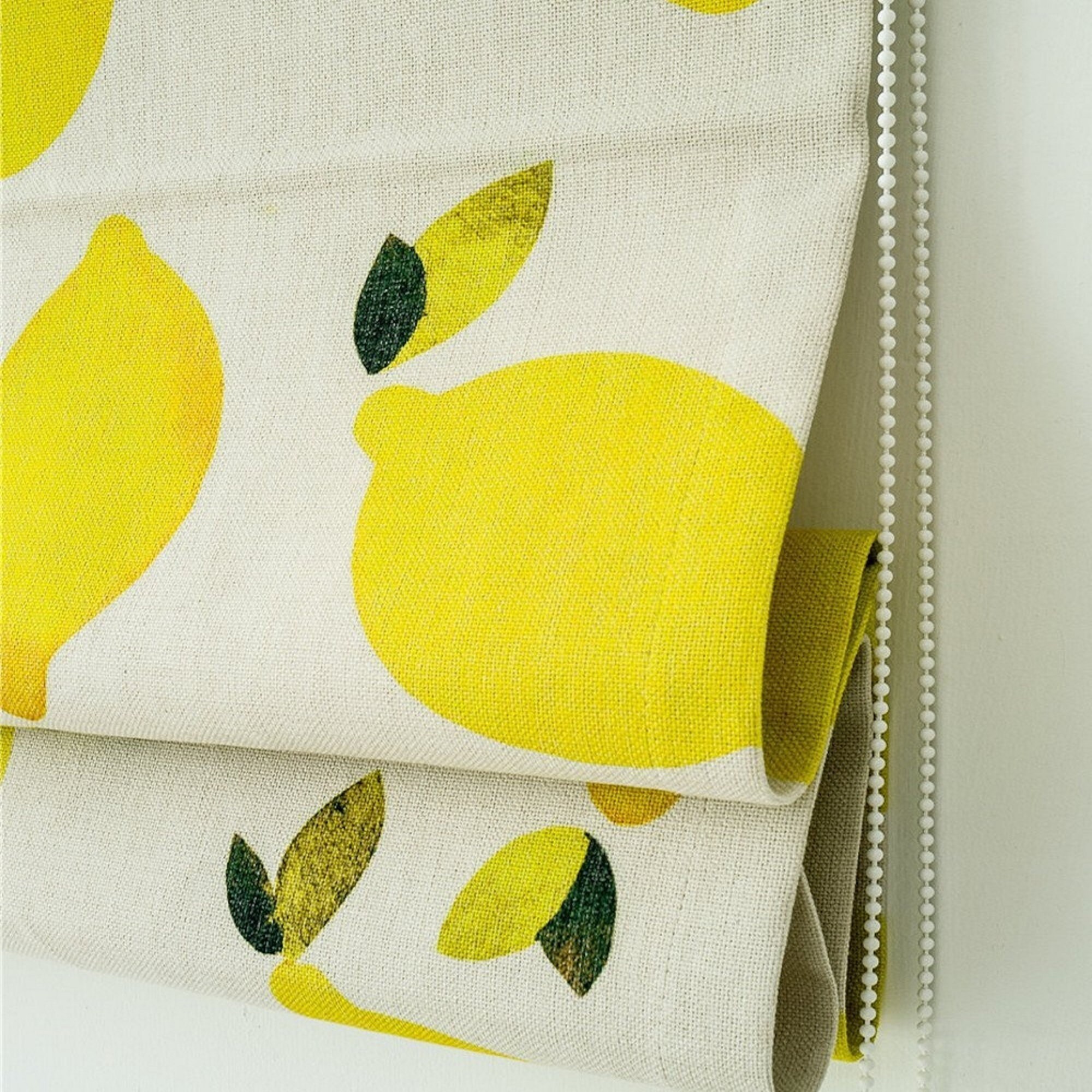 Lemon roman shade yellow lemon print linen fabric shade | Etsy