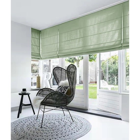 Custom Roman Shade With Green 1 Pattern for Kitchen and - Etsy