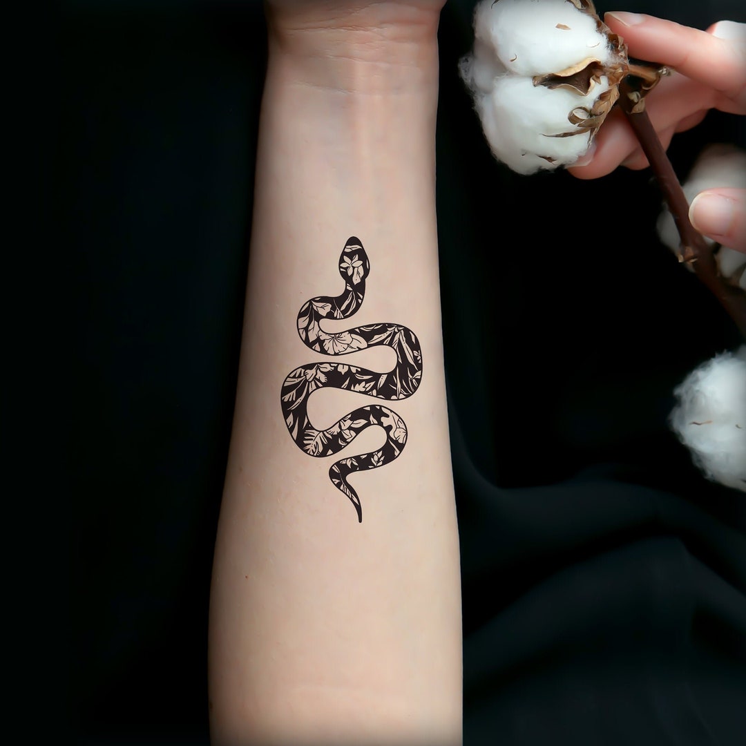 Temporary Tattoo/snake Floral 3"/floral Tattoo/snake Tattoo/ Feminine ...