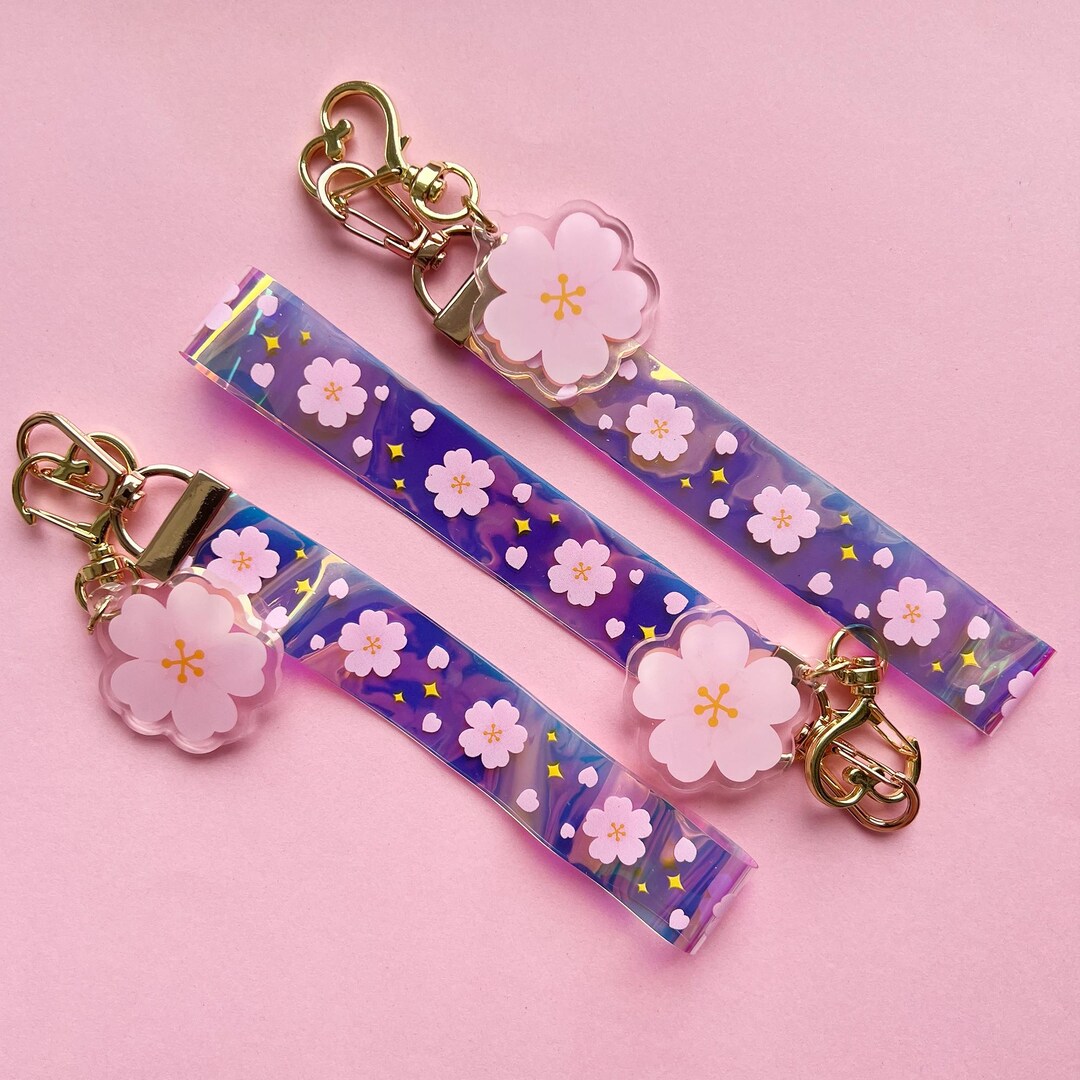 Sakura Cherry Blossom Lanyard Keychain/key Holder/keychain - Etsy