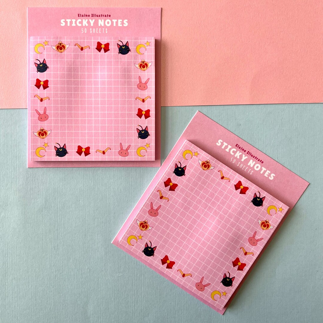 Pink Anime Sticky Notes/ Memo Pads, Office Supplies - Etsy