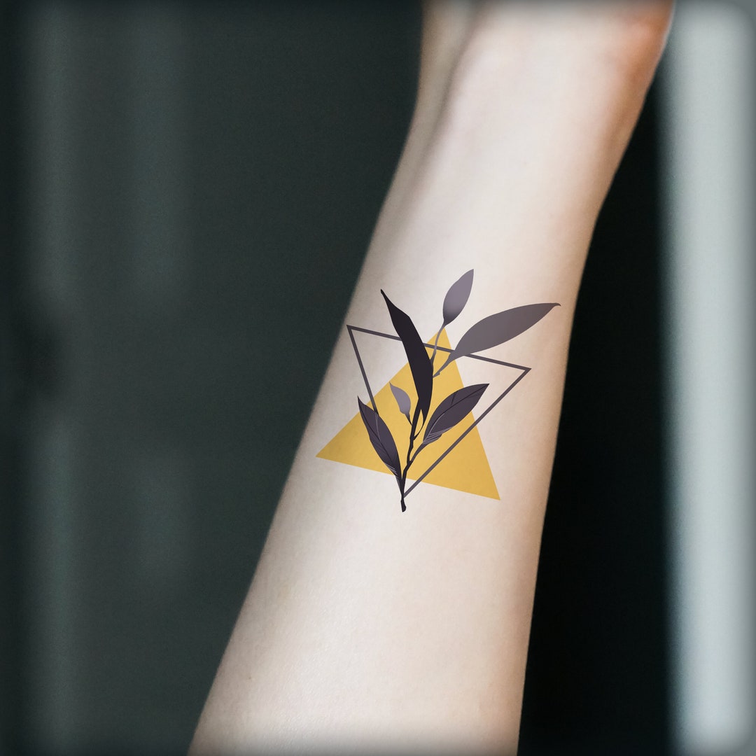Temporary Tattoo (SET OF 2)/leaf Triangle/floral Tattoo/geometry Tattoo/ Feminine Tattoo - Etsy