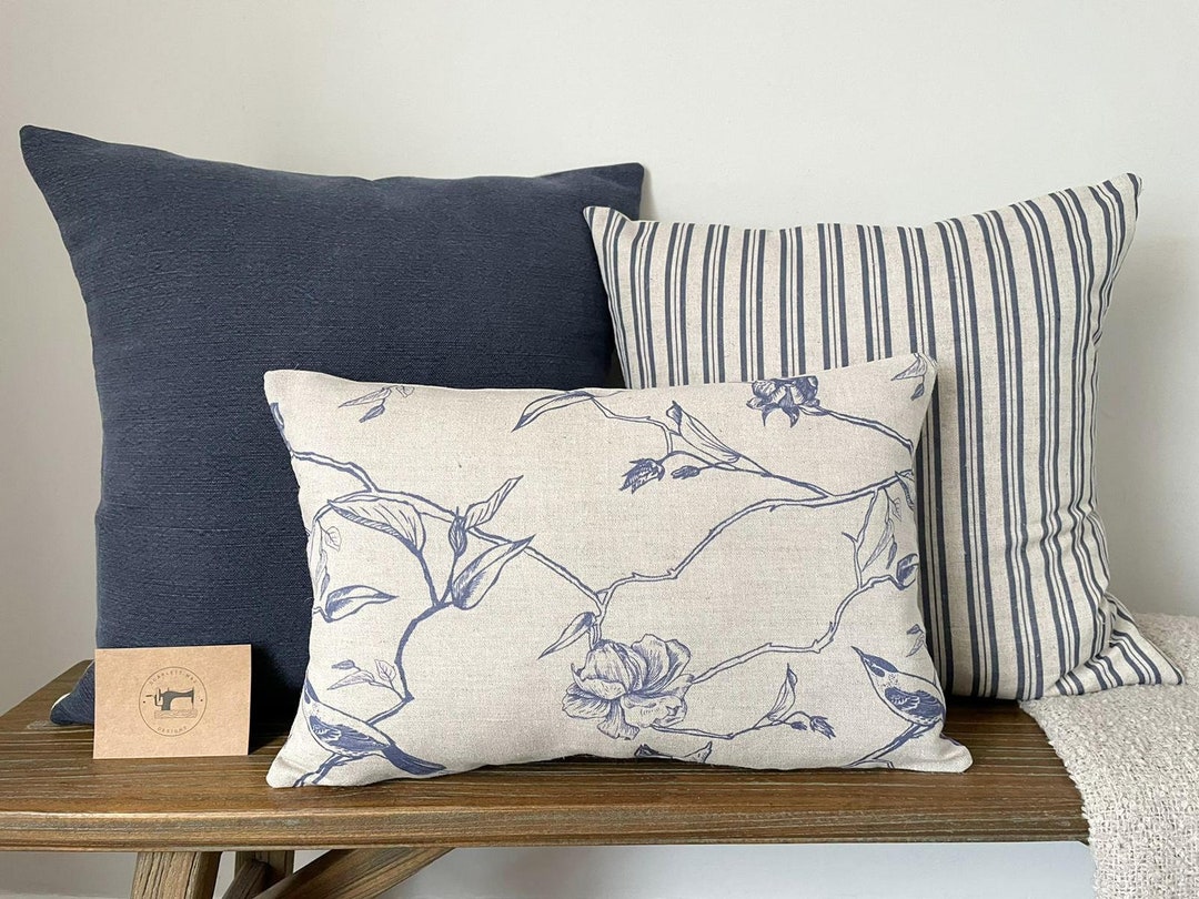 Navy Cushion Bundle: 3 X Linen Cushion Covers - Etsy