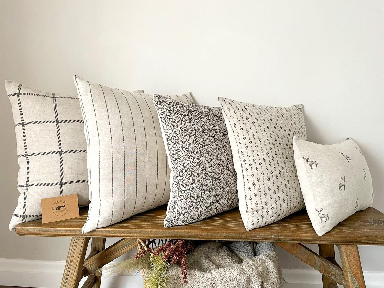 Charcoal Natural Linen Modern Farmhouse Cushion Covers - Etsy