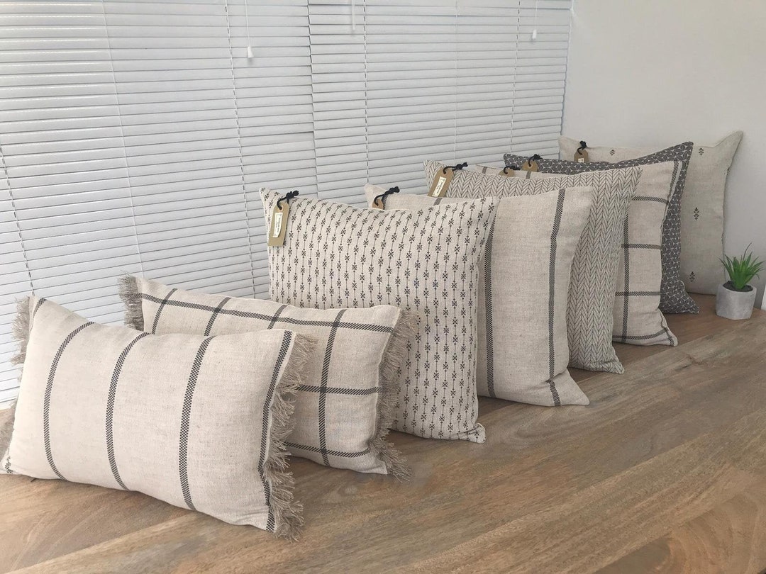 Linen Modern Farmhouse Cushion Covers - Etsy