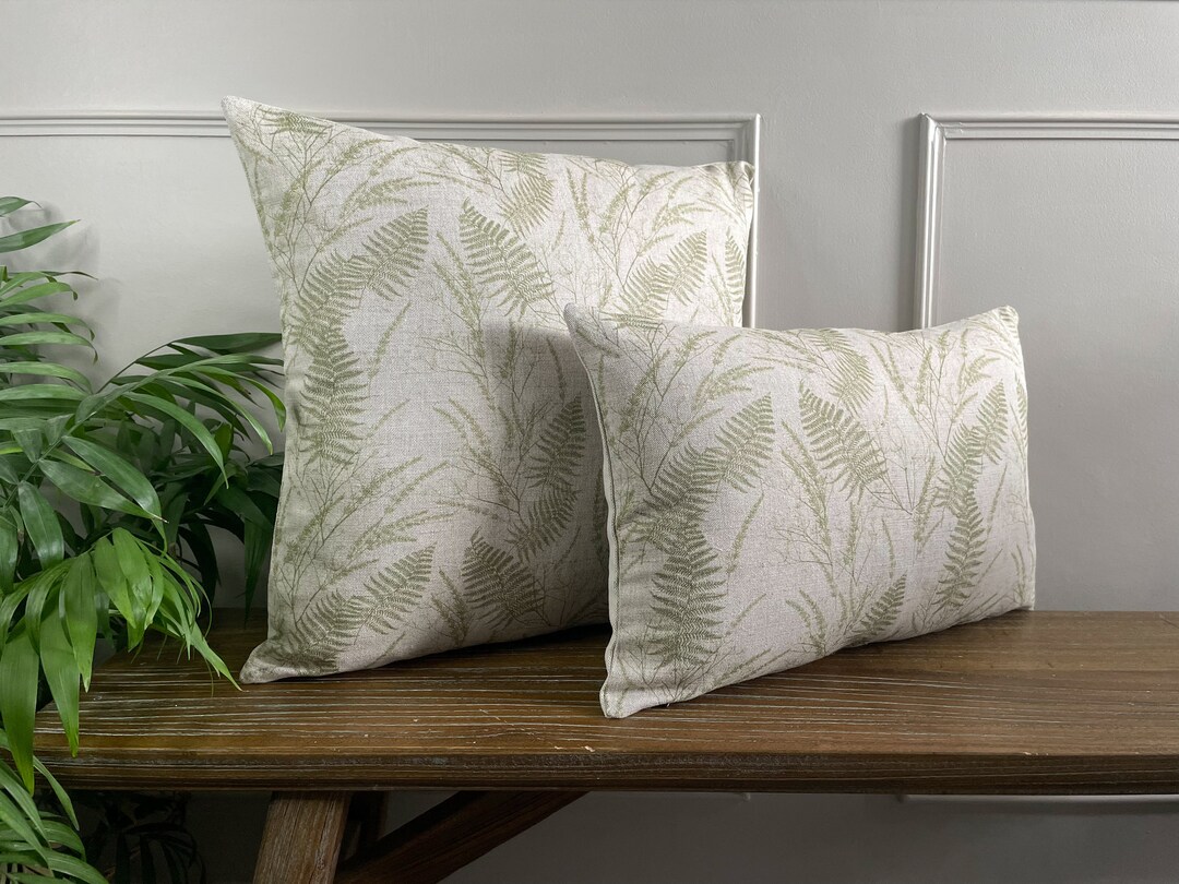 ALYSSA (green) - Fern Pattern Linen Modern Farmhouse Cushion Covers - Etsy