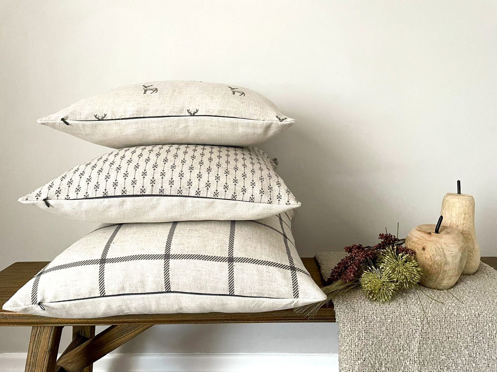 Charcoal Natural Linen Modern Farmhouse Cushion Covers - Etsy