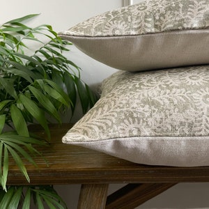 Neptune 'orla' Moss Green Thistle Pattern Fabric Handmade Cushion ...