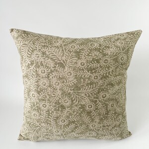 Neptune 'orla' Moss Green Thistle Pattern Fabric Handmade Cushion ...
