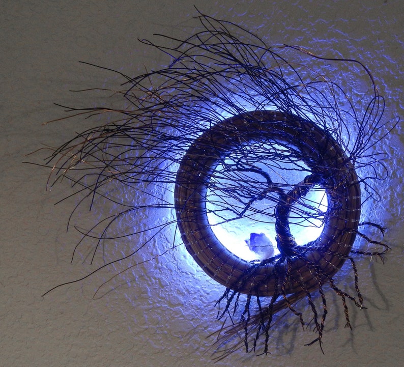 Lighted Pine Needle Hoop With Wire Tree and Amethyst - Etsy