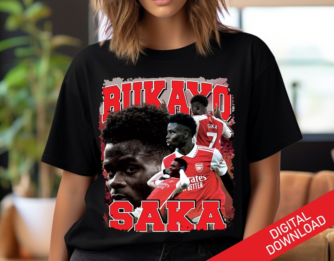 Bukayo Saka Tshirt Design PNG Digital Download, Bootleg Football Player ...