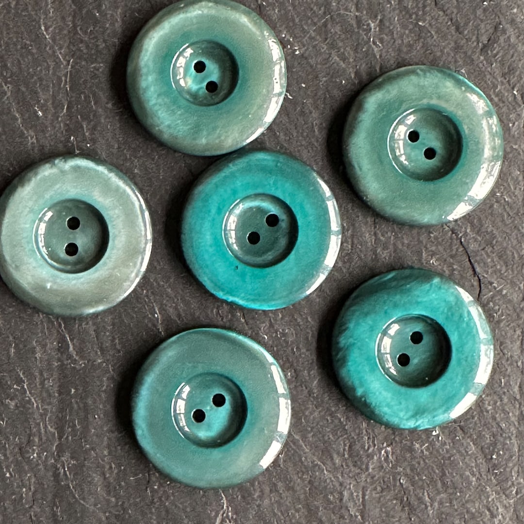 Vintage Glossy Green Buttons, Marbled Buttons, 1 Buttons, Set of Six - Etsy