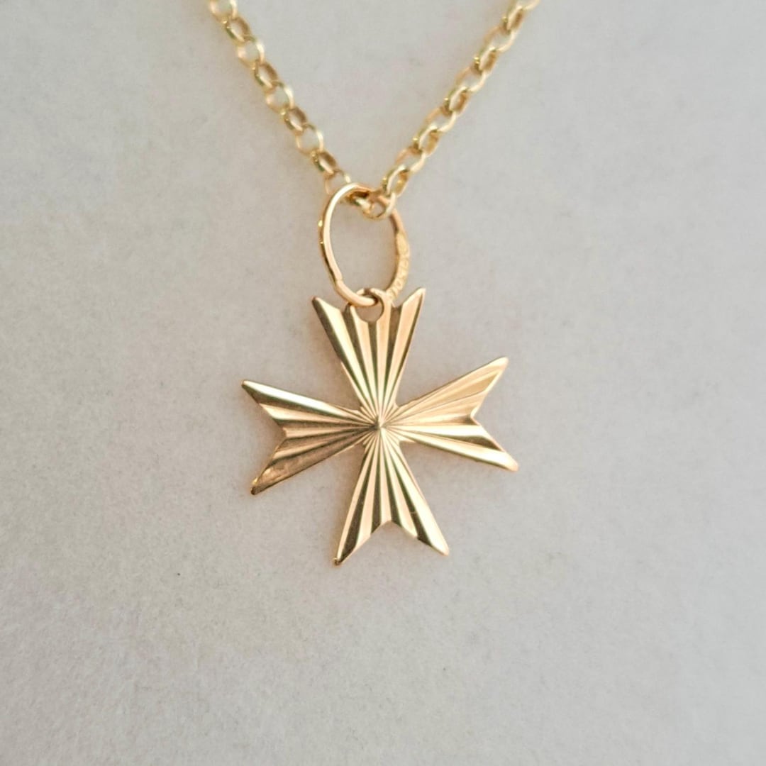 Vintage 18ct Yellow Gold Maltese Cross Charm, Solid Gold Pendant for ...