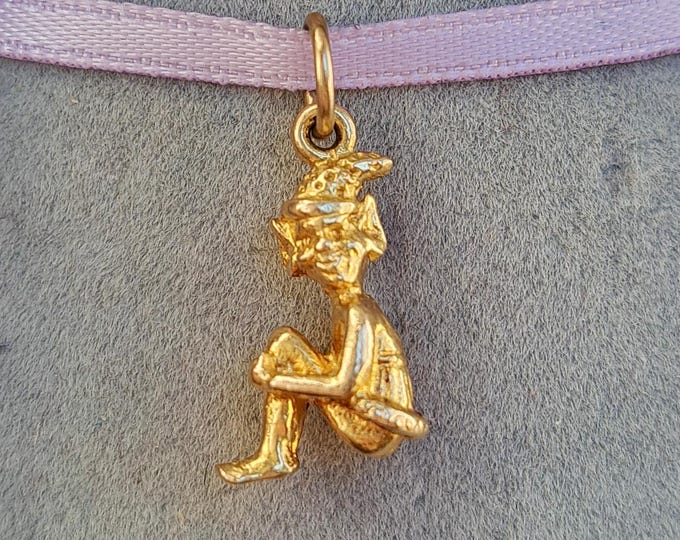 Vintage 9ct Gold Cornish Pixie Charm, 1977, Solid Gold Lucky Pixie Pendant, Cornwall Souvenir ...
