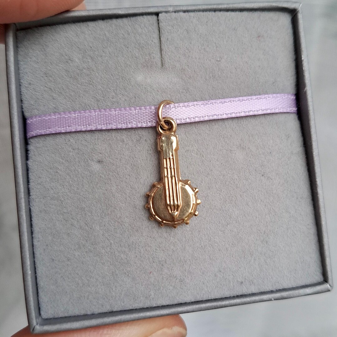 Vintage 9ct Gold Banjo Charm, Solid Yellow Gold Pendant for Necklace ...