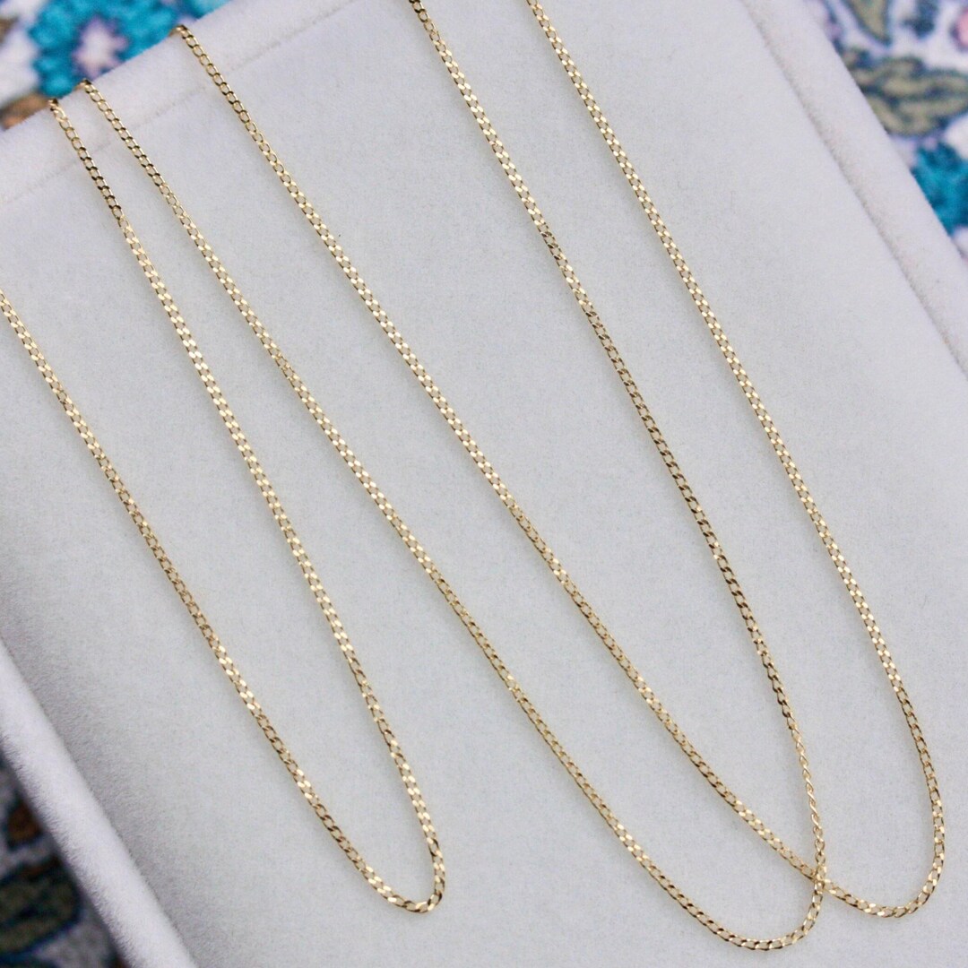 Solid 9ct Yellow Gold MICRO Curb Chain Necklace, Extra Narrow ...