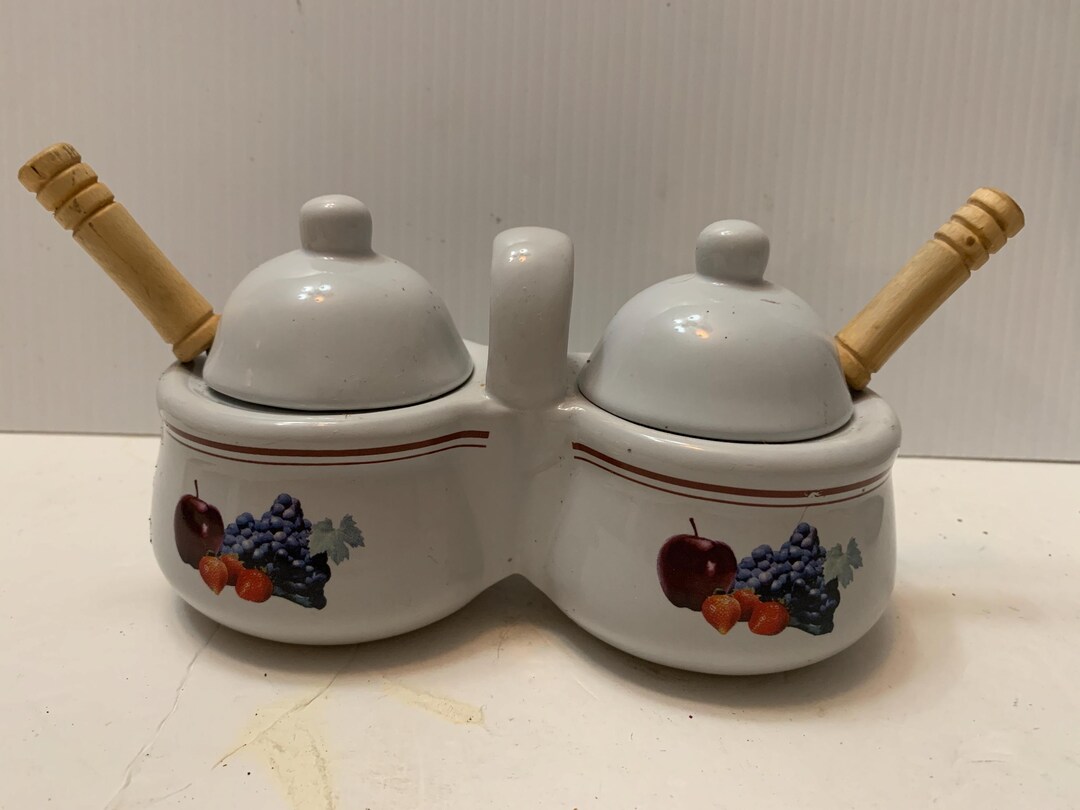 Vintage 1980s Houston Harvest Jelly/jam Server With Spoons - Fruit ...