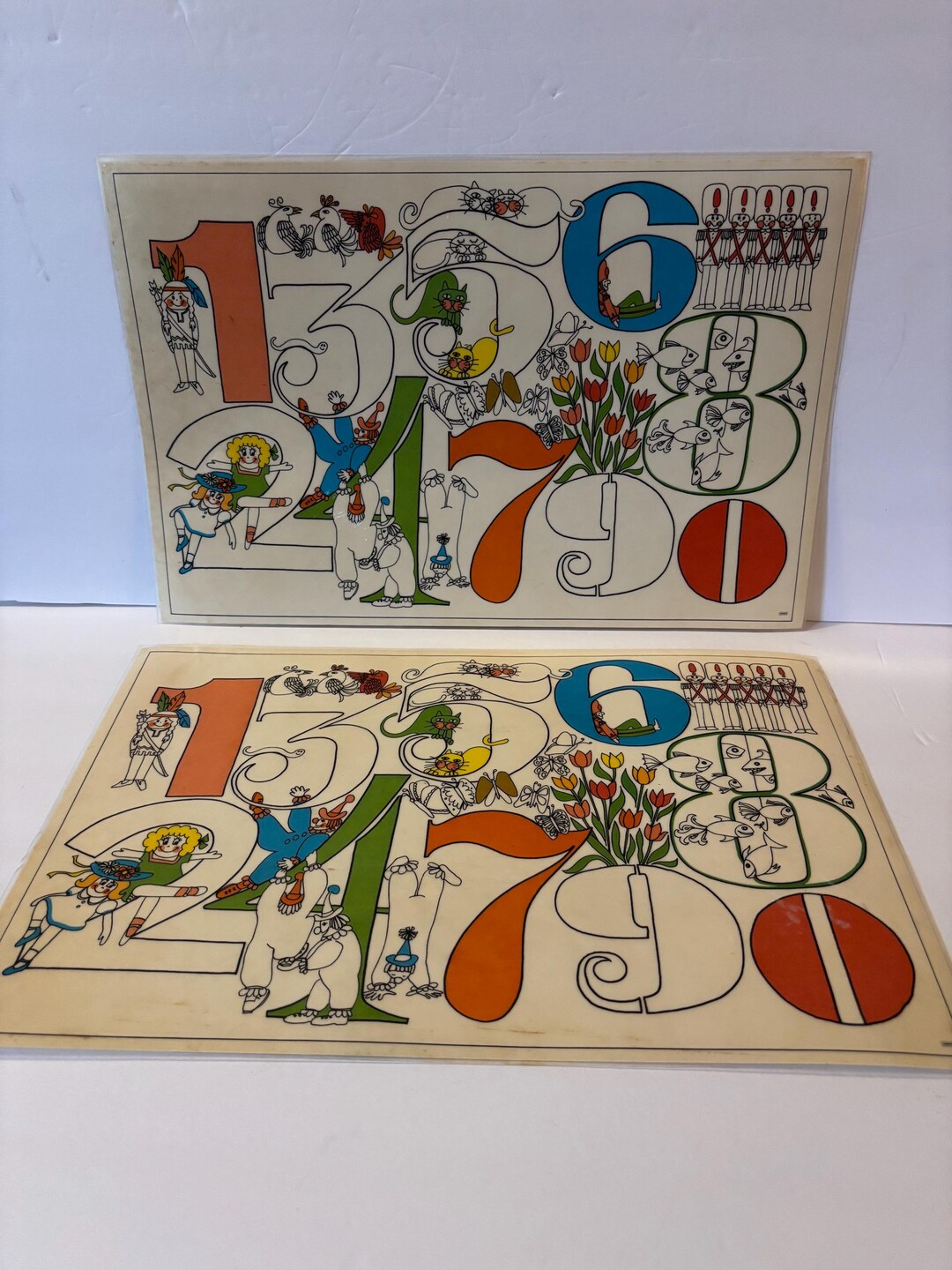 Set of 2 Vintage 1970s Laminated Children’s Counting Placemats - Etsy