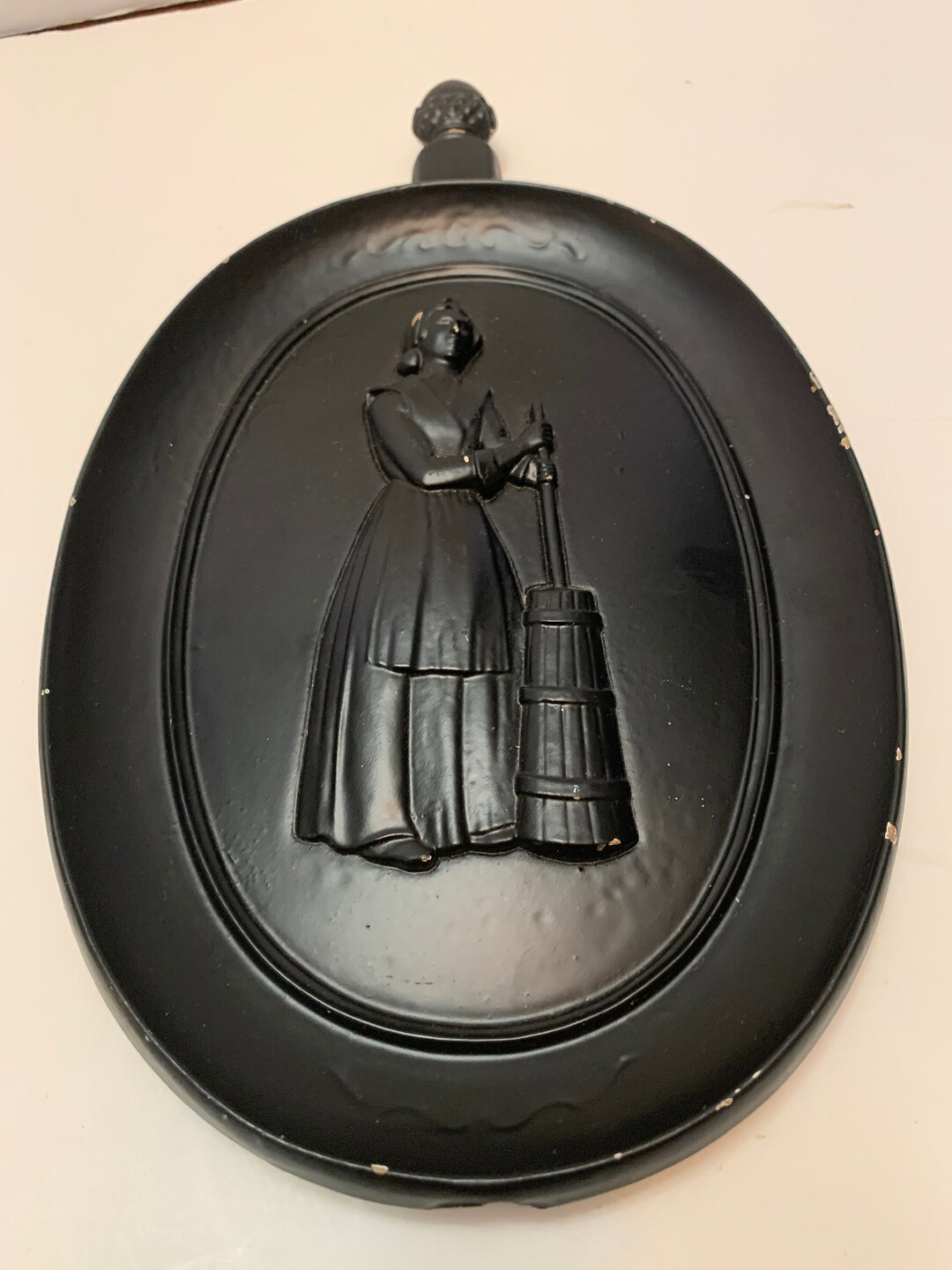 Vintage 1960s Black Wall Hanging Plaque Woman Pilgrim Colonial - Etsy