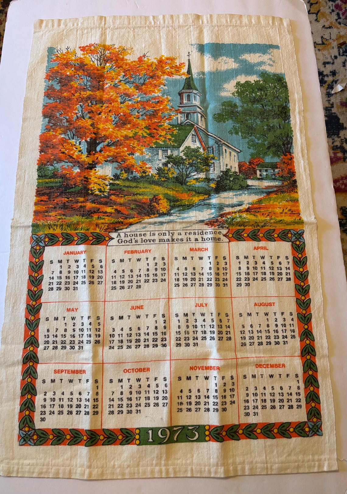 Vintage Linen Calendar Year Tea Towels 1973 - Etsy