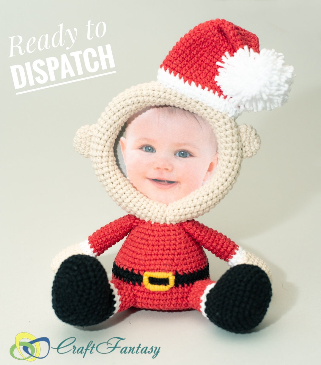Hand Crochet Handmade Santa Photo Frame Toy Christmas Gift 8" Tall - Etsy