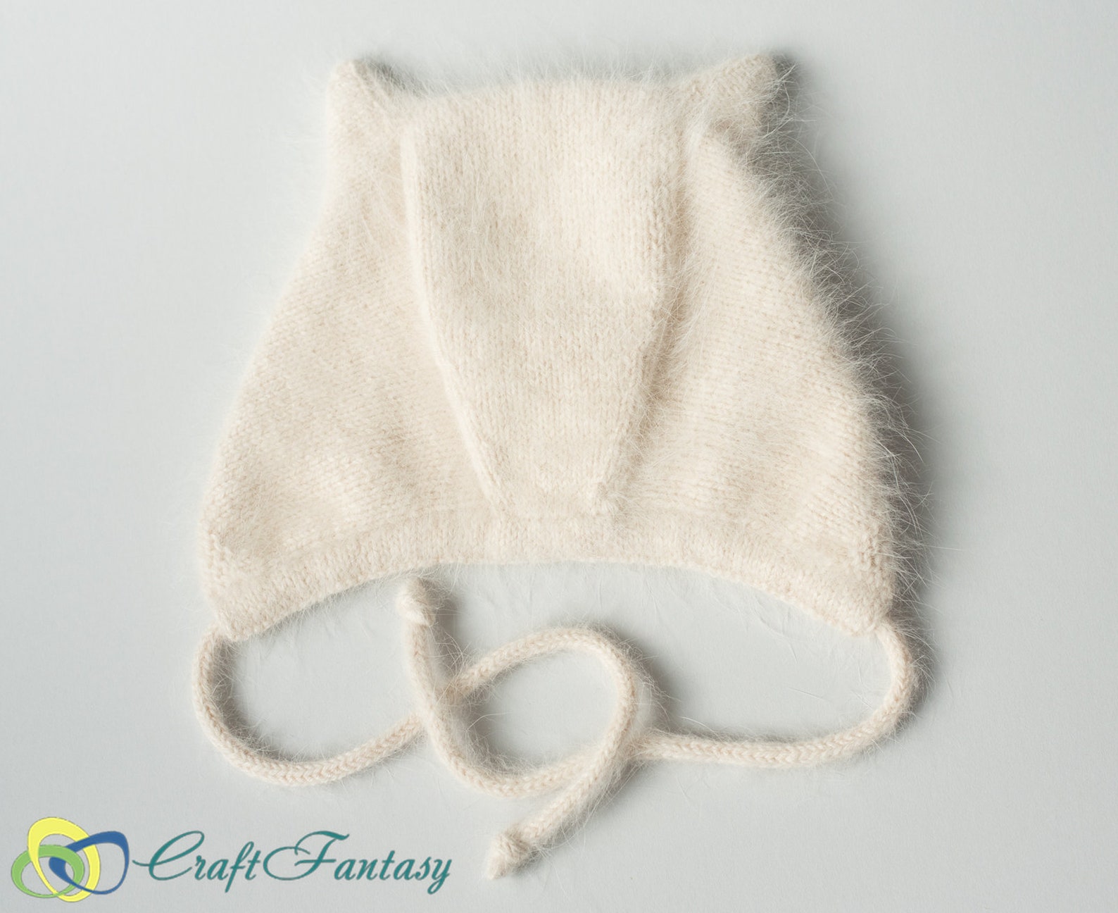 Hand Knitted Angora Baby Kitty Bonnet Winter Hat for Baby Made to Order ...