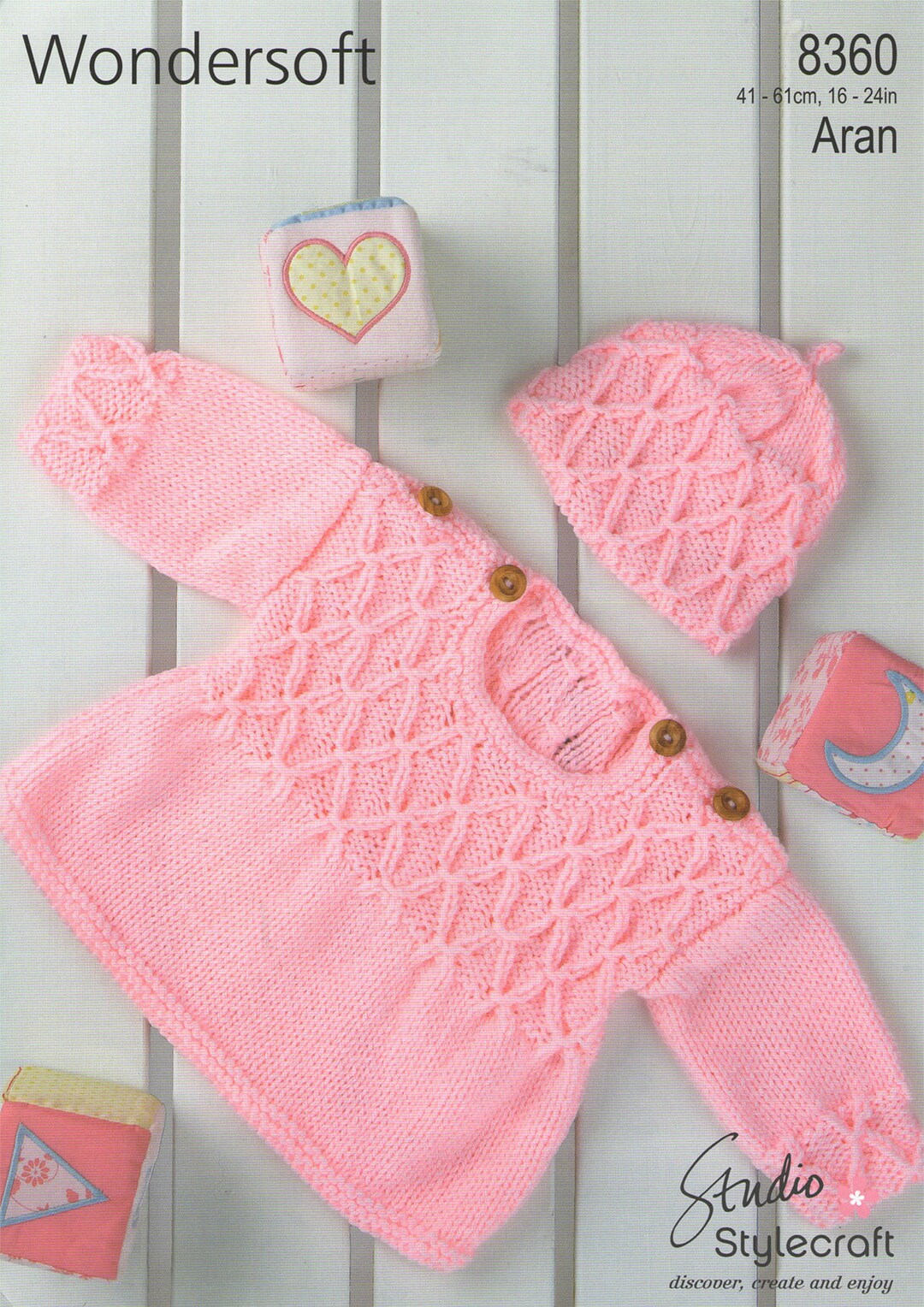 Baby Knitting Pattern Pdf Smock Cardigan Jacket and Hat 16-24" Aran ...
