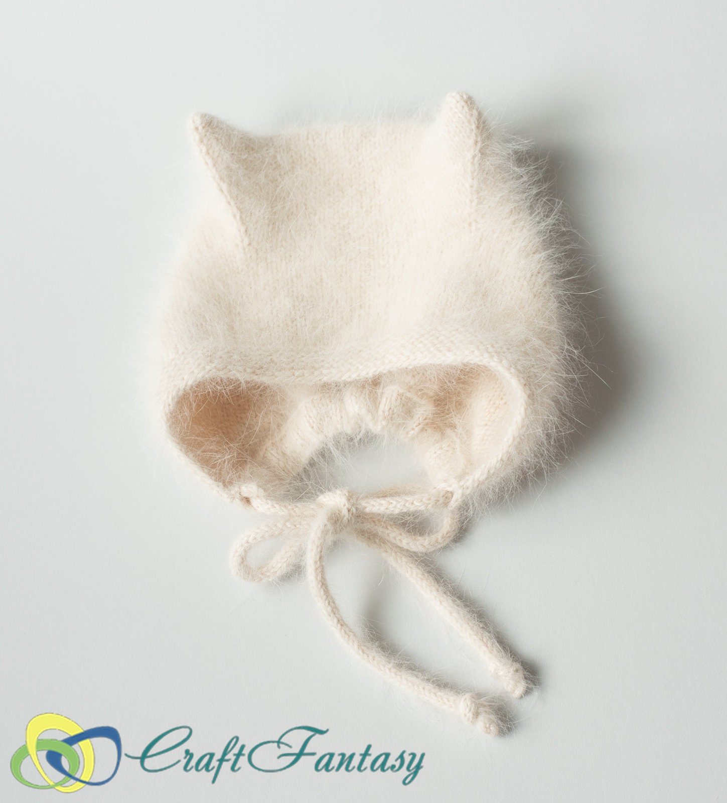 Hand Knitted Angora Baby Kitty Bonnet Winter Hat for Baby Made to Order ...