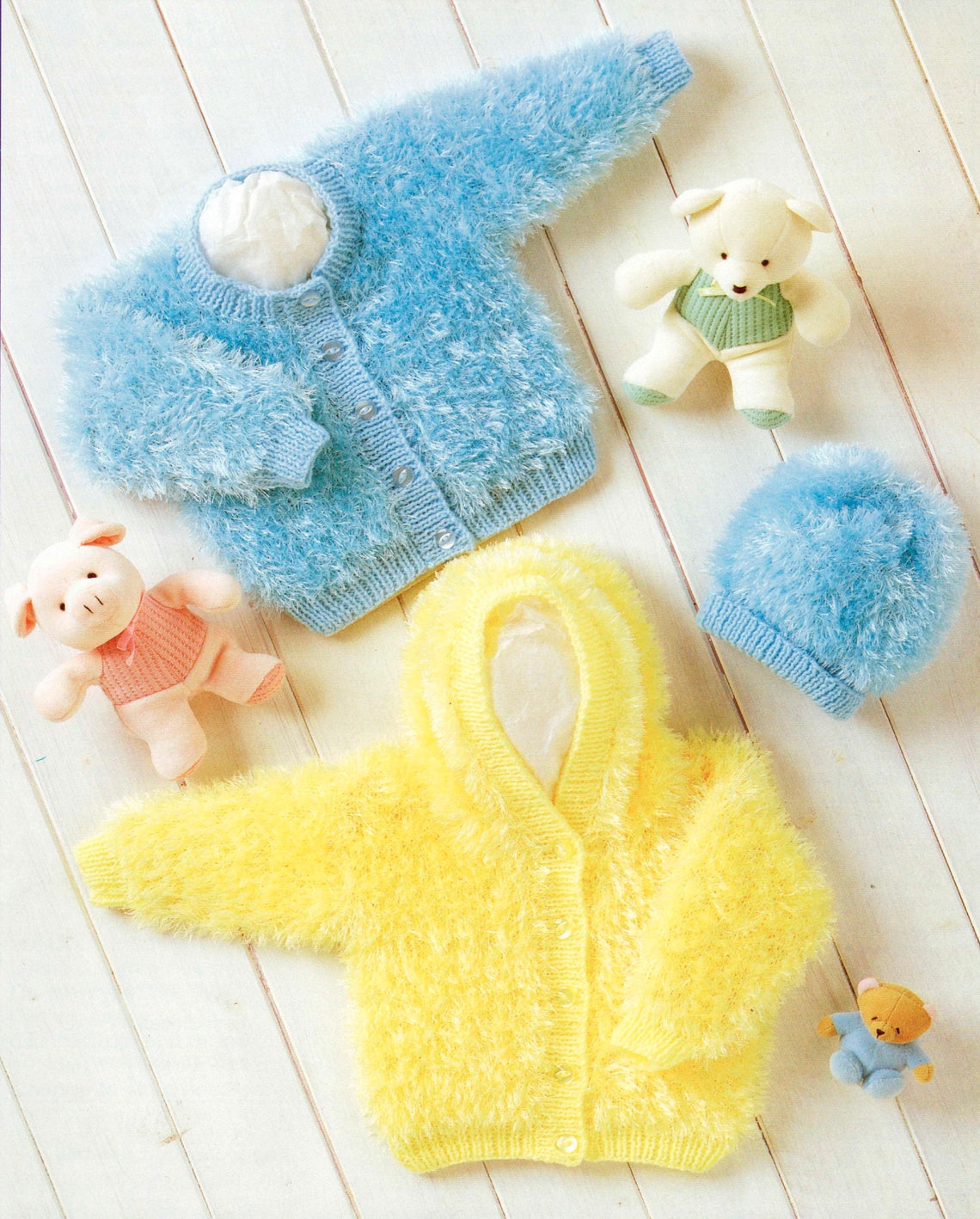 Baby Eyelash Fluffy Knitting Pattern Pdf Hooded Cardigan Jacket and Hat ...