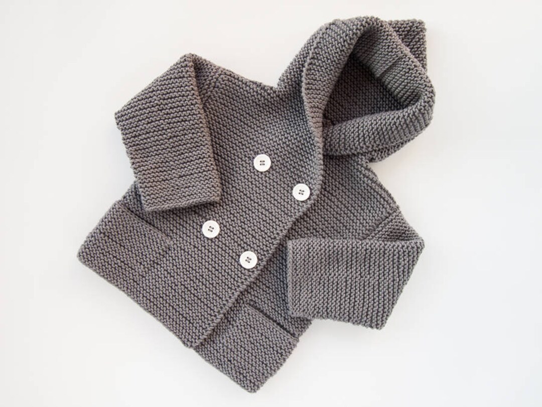 Baby Knitting Pattern Pdf Double Breasted Hooded Duffel Coat Cardigan ...