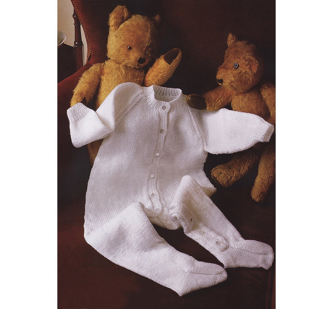 Baby Knitting Pattern Sleepsuit, Baby Overall, Baby Onesie 12-18" DK ...