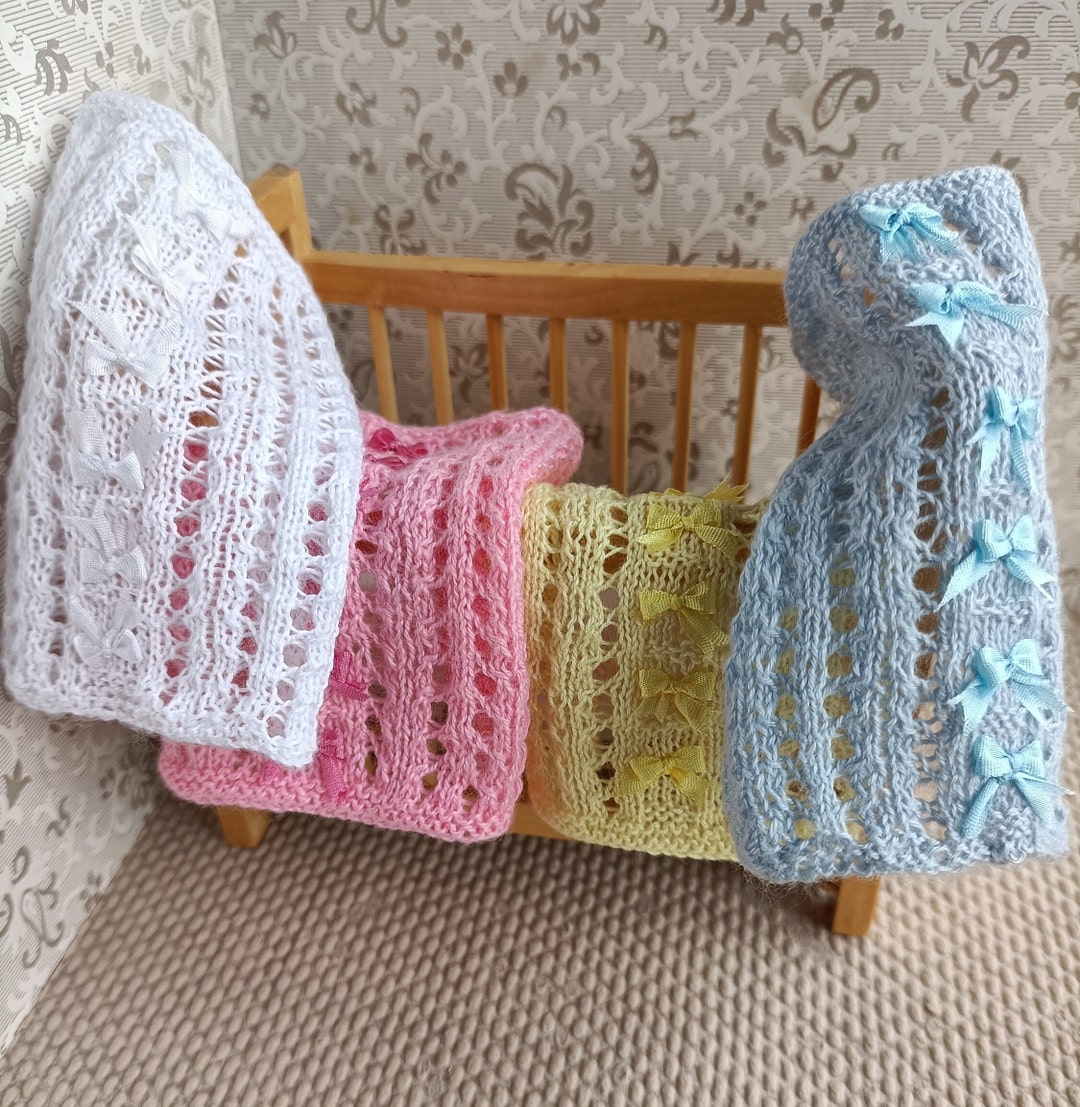 Doll House Knitting - 1/12th Scale Hand Knitted Lacy Pattern Baby Cot ...