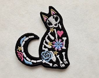 Cat Skeleton Iron on Patch - Etsy