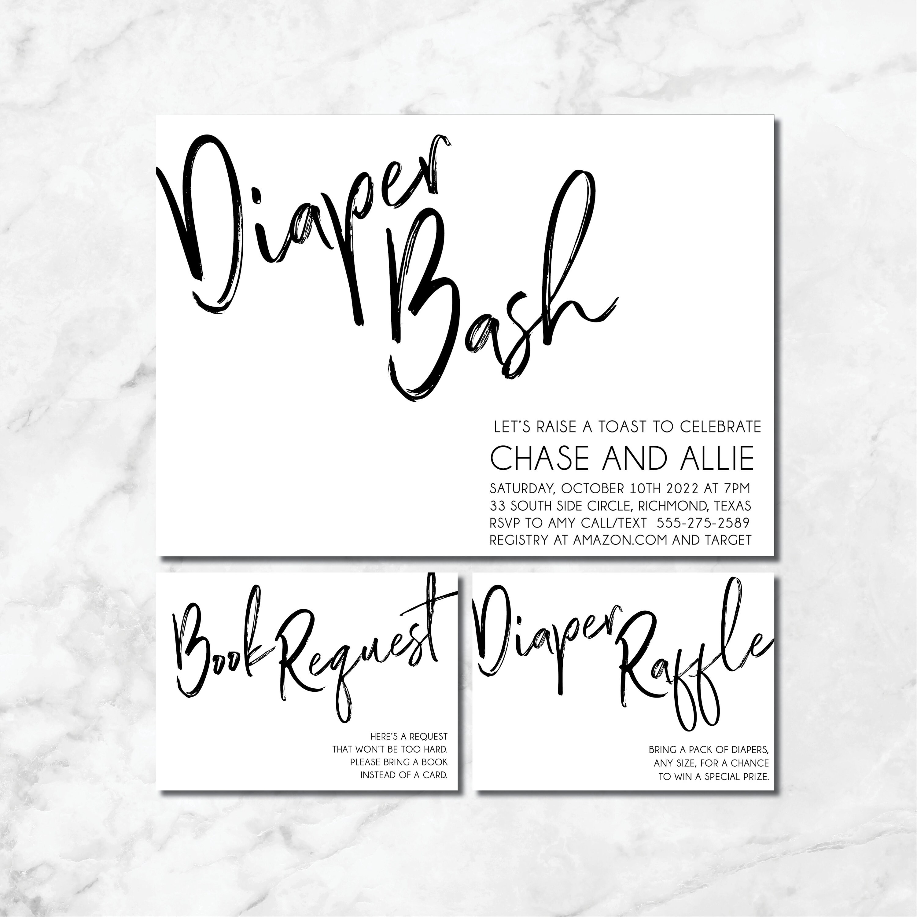 Diaper Bash Shower Invitation Diaper Raffle Book Card | Etsy