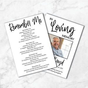 Memorial Poem Card | Celebration of Life | Prayer Card | Print, Text or ...