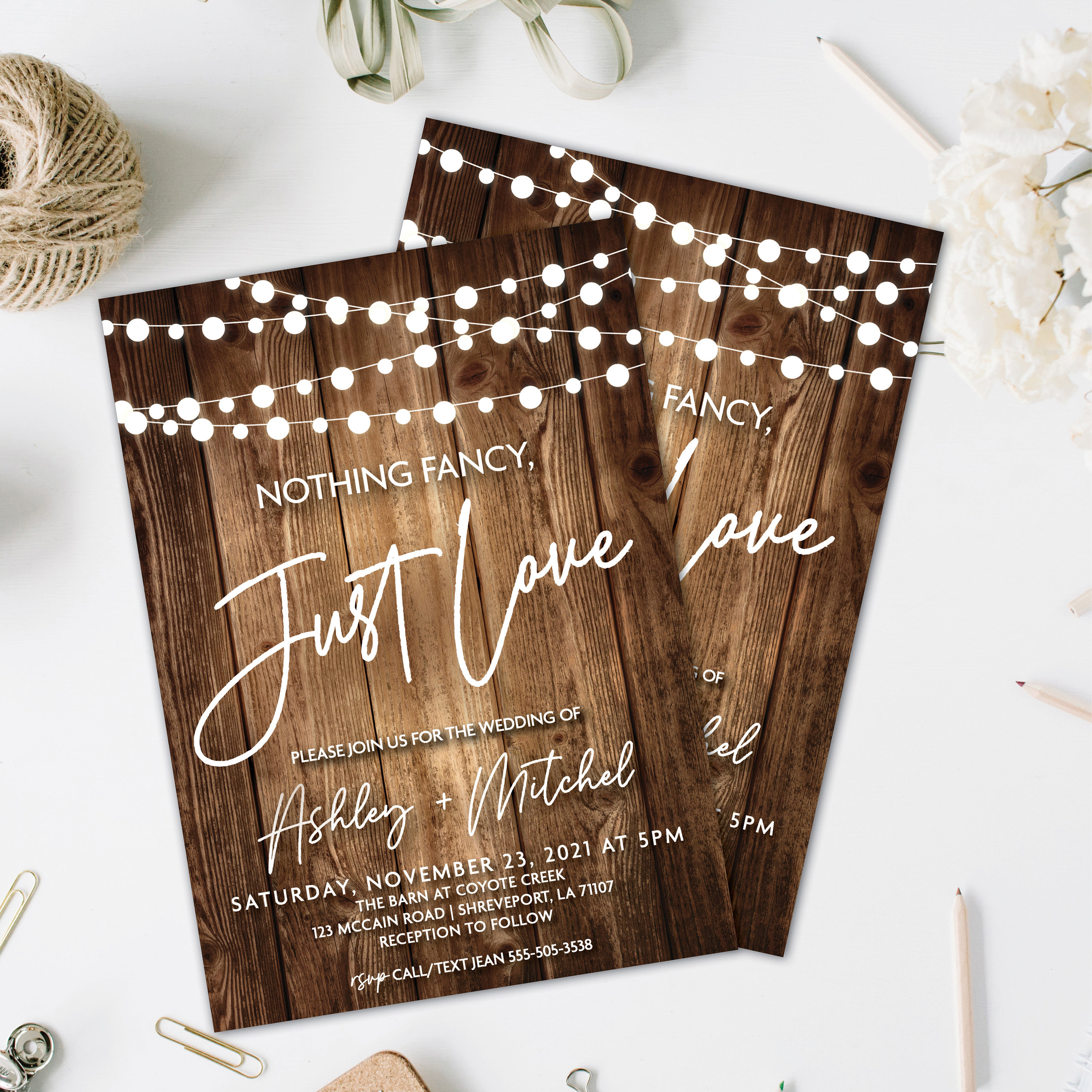Nothing Fancy Just Love Wedding Invitations Rustic String - Etsy