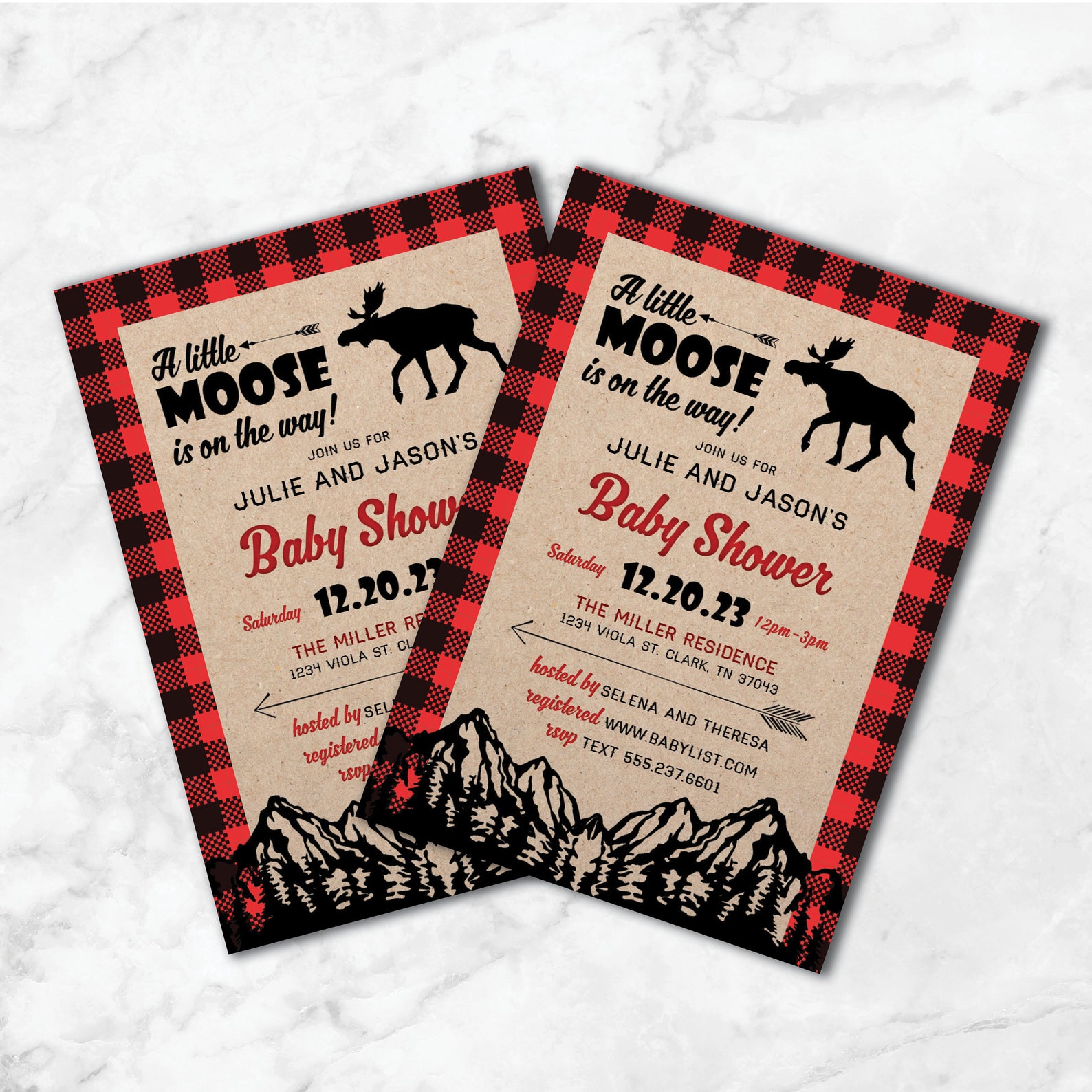Moose Baby Shower Invitations | Diaper Raffle | Book Request | Print ...