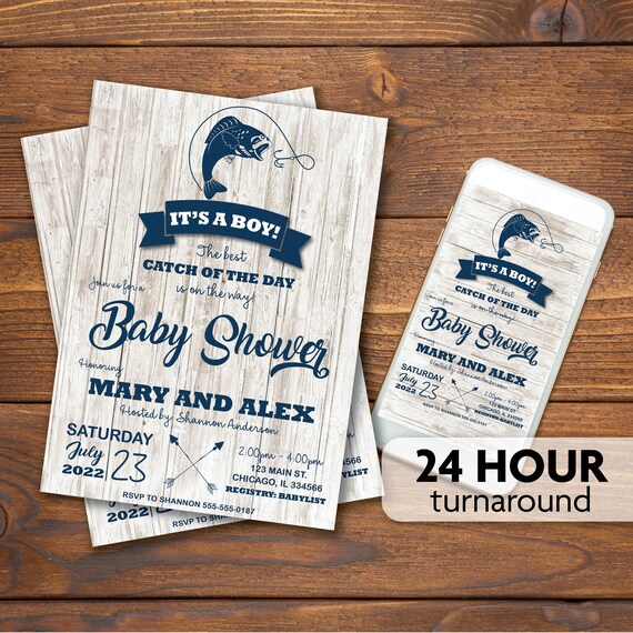 Fishing Baby Shower Invitations Best Catch of the Day - Etsy