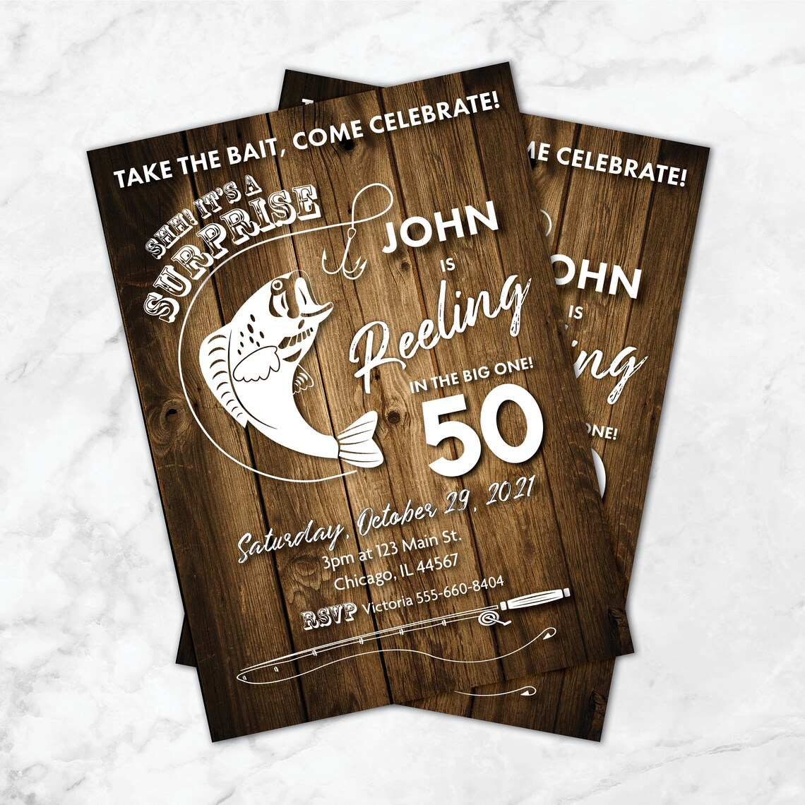Fishing Theme Birthday Invitation ANY Age - Etsy